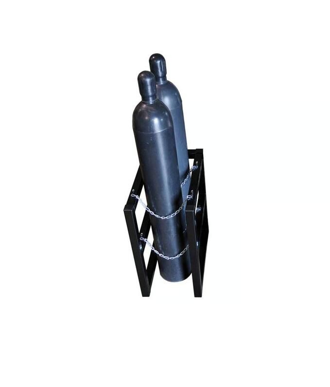 Outdoor 2 Cylinder O2 Tank Rack Metal Fab Products Black