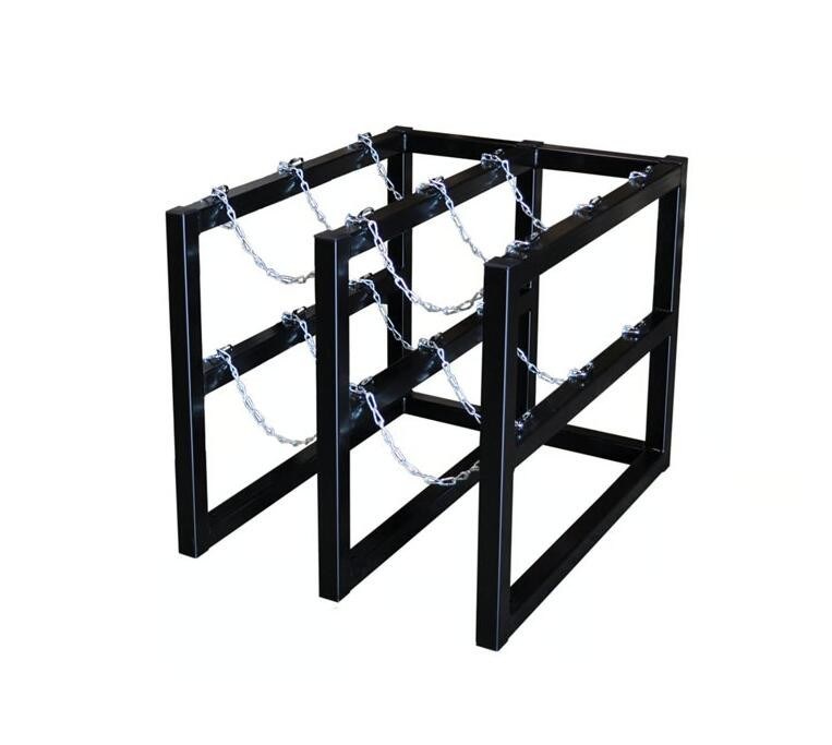 Black Gas Cylinder Rack Fabrication 2 Tanks Oxygen Cylinder Storage Racks