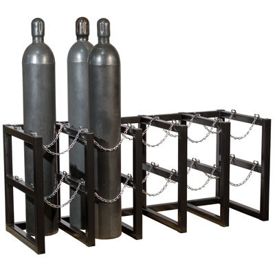 Metal Fab Gas Cylinder Rack 2 Wide By 2 Deep 4 Nitrogen Bottle Storage Rack