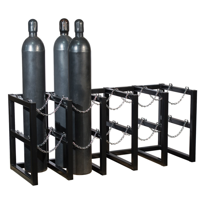 Steel Chain Gas Bottle Pallet 12 Tanks Oxygen Cylinder Pallet With Ramp