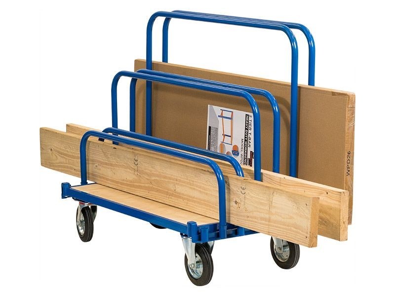 Blue 4 Wheel Board Trolley Material Handling Equipment Fabrication