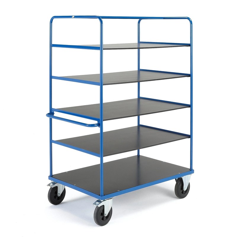 500KGS 6 Shelving Carts On Wheels Heavy Duty Shelf Trolley Metal Fab