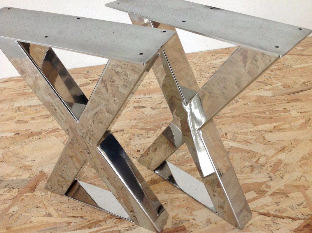 16" X FRAME TABLE LEGS, BASE WIDHT 14'' STAINLESS STEEL BENCH LEGS SET (2)