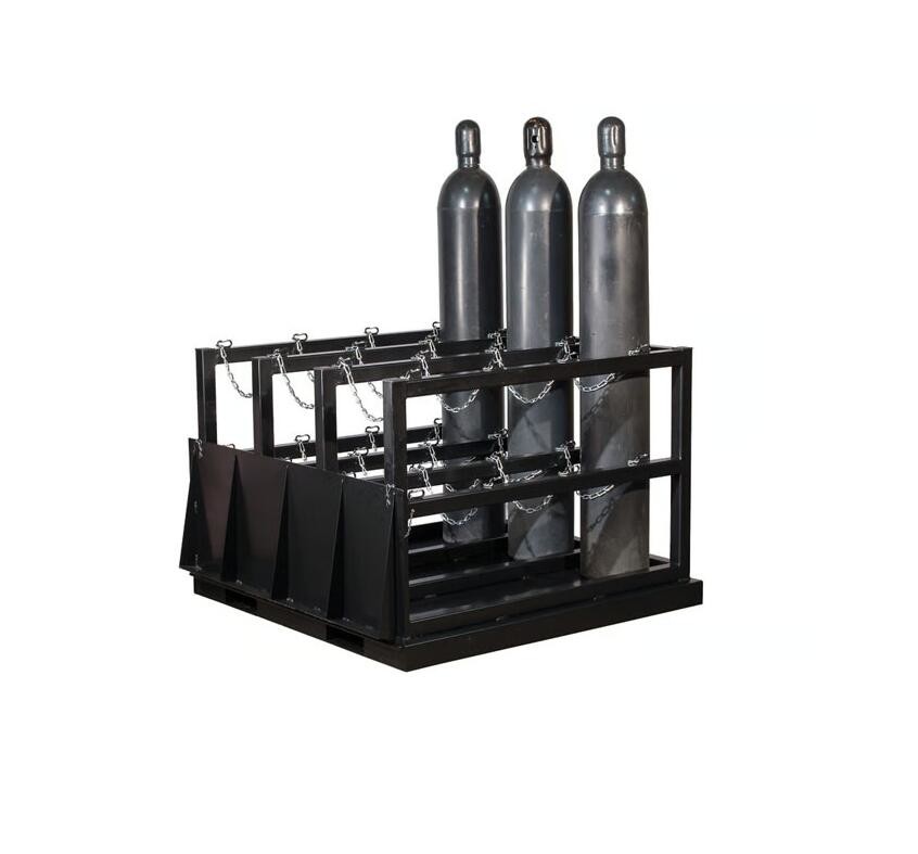 Steel Chain Gas Bottle Pallet 12 Tanks Oxygen Cylinder Pallet With Ramp