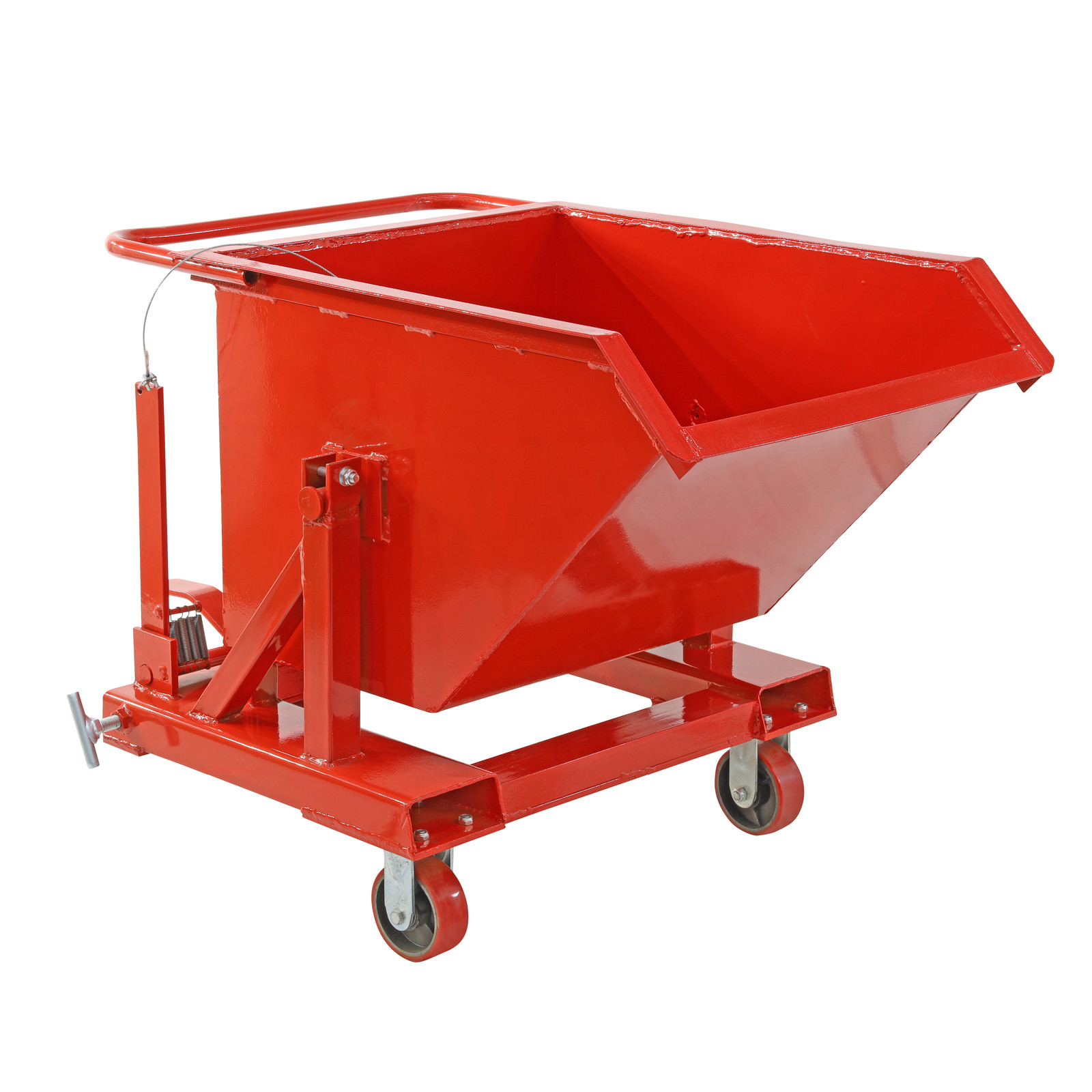 Red Self Dumping Dumpsters 7000LBS Forklift Dump Bin Compact