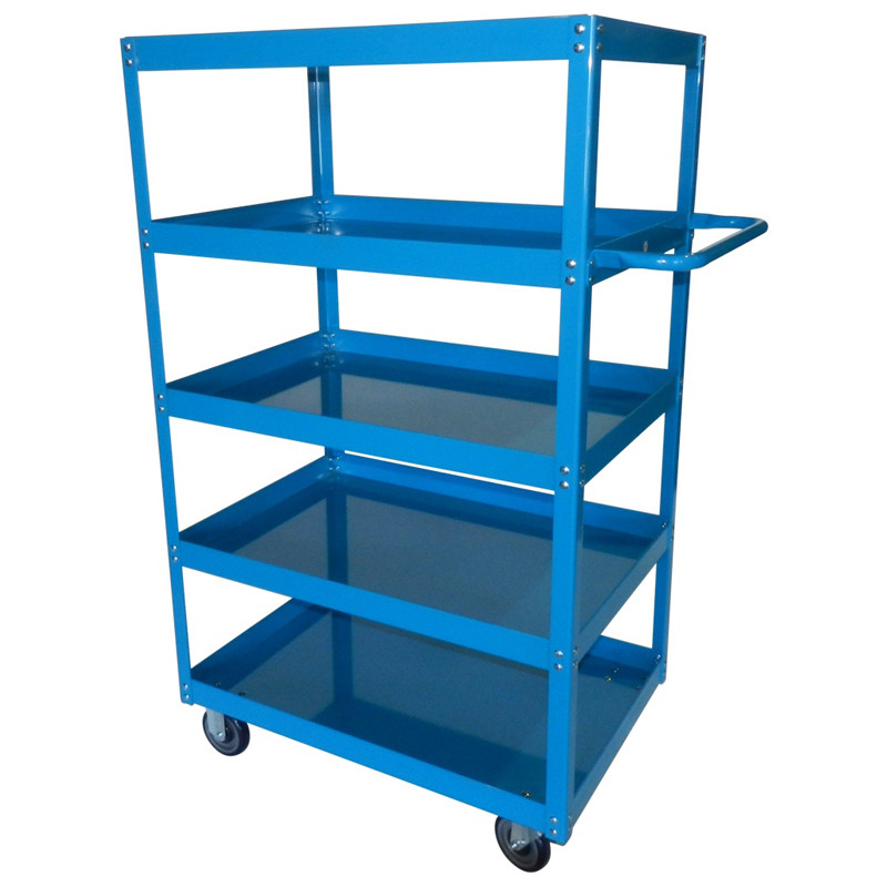 Metal Fab 600KGS 5 Tier Storage Trolley Rubber Wheels With Brake