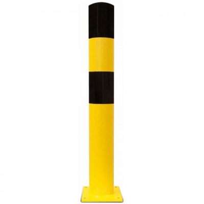 1.2m Yellow Steel Pipe Safety Bollard Black Bull XL Warehouse Bollards