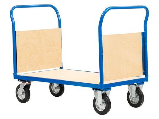 75kg Steel Platform Push Cart Double Handle Flatbed Push Cart