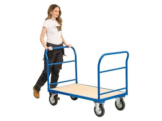 75kg Steel Platform Push Cart Double Handle Flatbed Push Cart